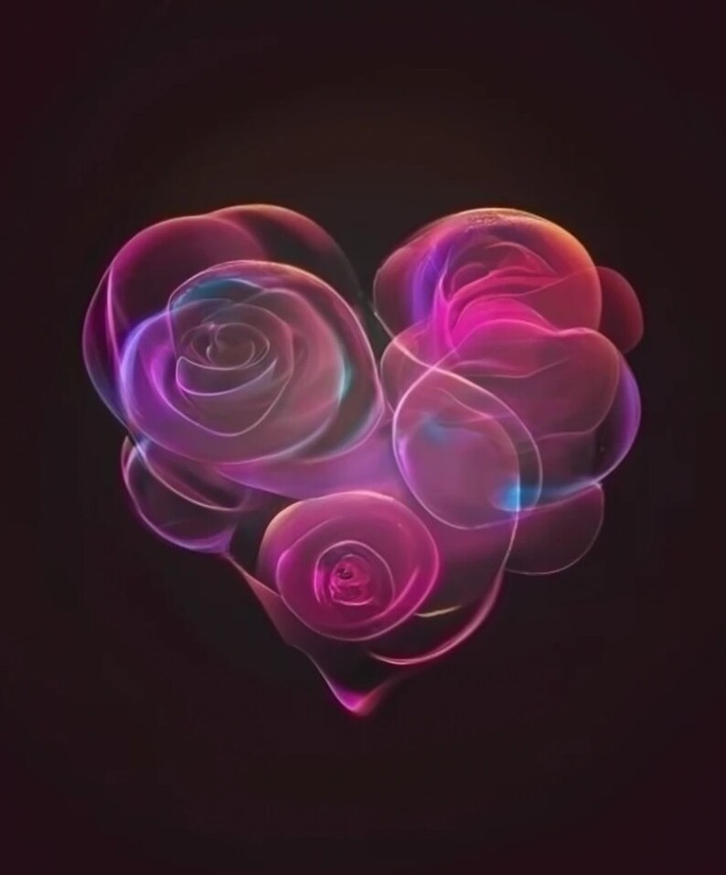 Elegant Translucent Heart Art Purple Smoke & Glass Effect Digital ...
