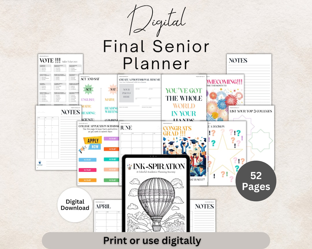 Digital Student Planner, 2024 2025 Final Senior Planner, Printable ...
