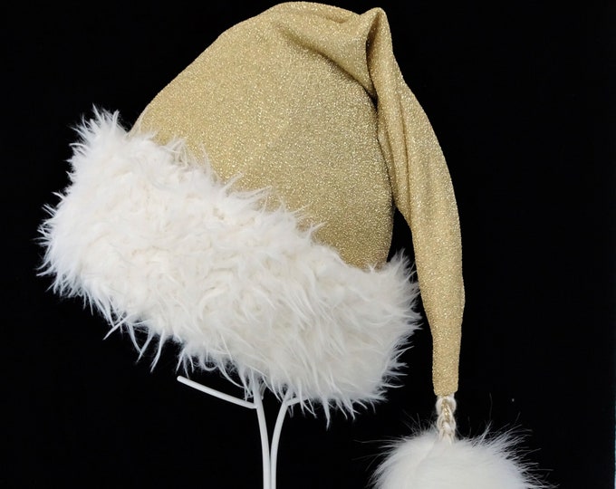 Gold Metallic Mesh Santa Hat, Novelty Santa Claus Hat, Christmas Party ...