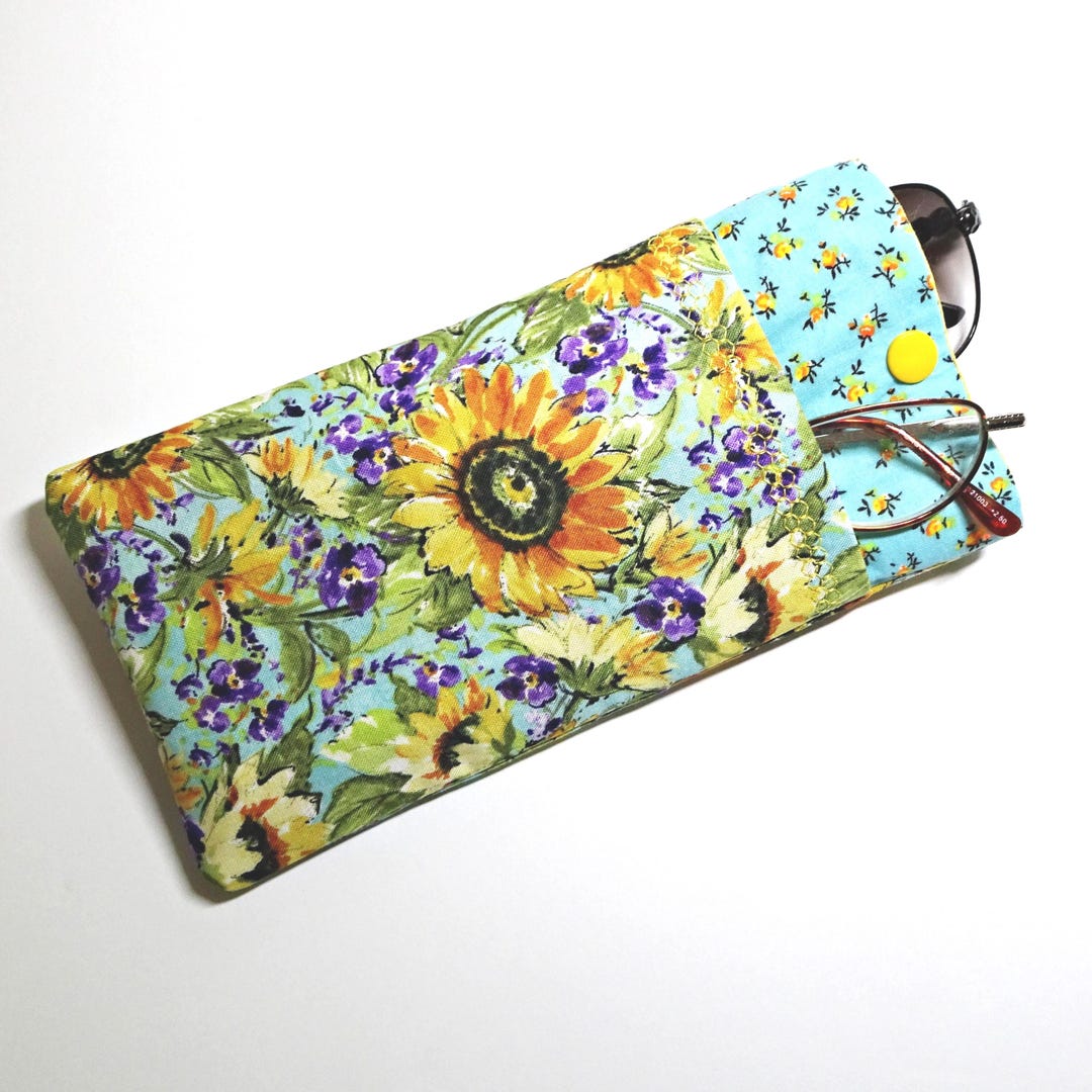 Double Pocket Eyeglass Case, Daisy Floral Case for Glasses, 2 Pocket ...