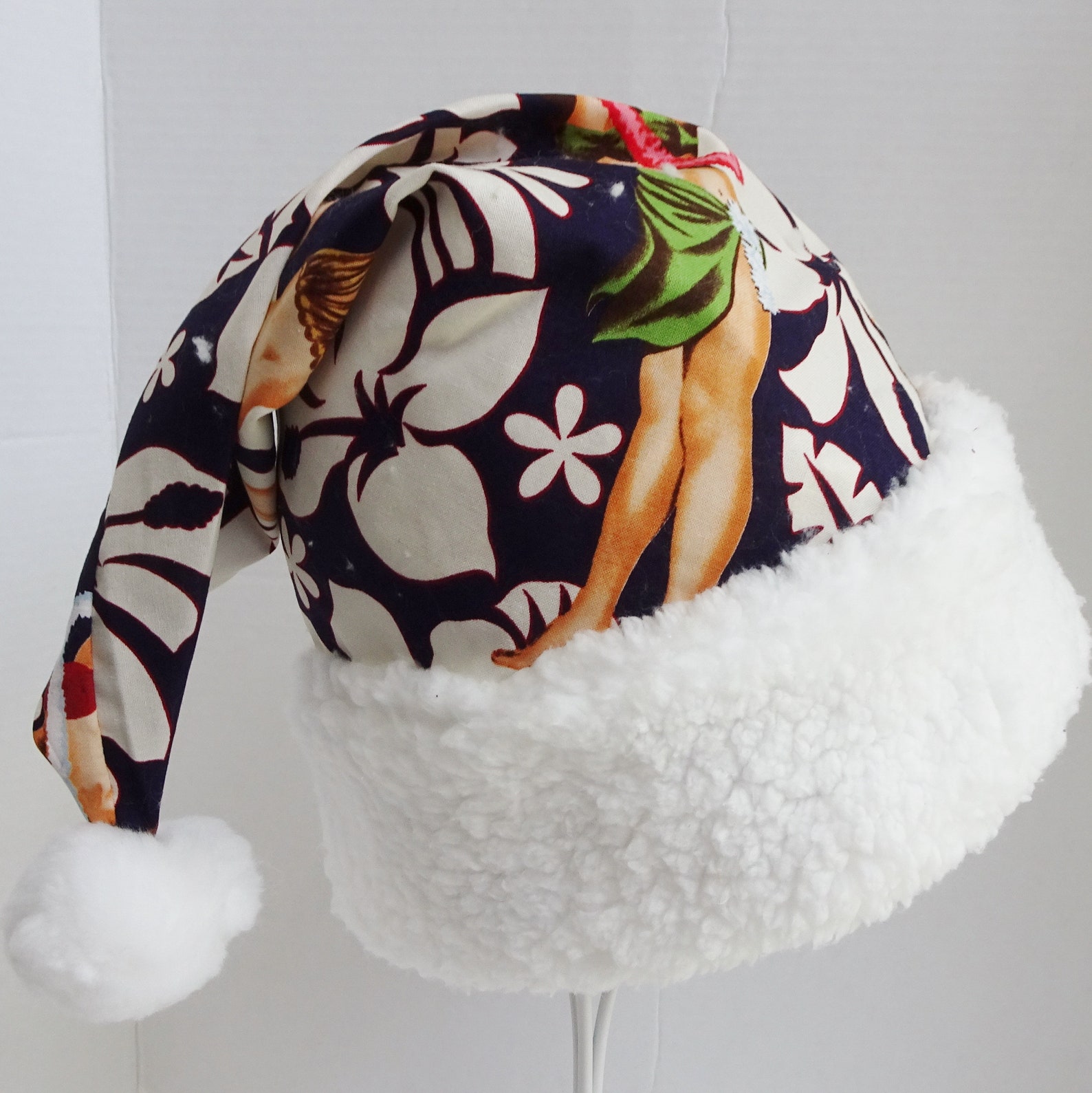 Hawaiian Tropical Santa Hat Hibiscus and Hula Dancers Fabric - Etsy