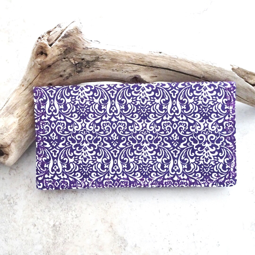 Checkbook Cover - Checkbook Wallet - Purple Fabric Billfold - Check ...