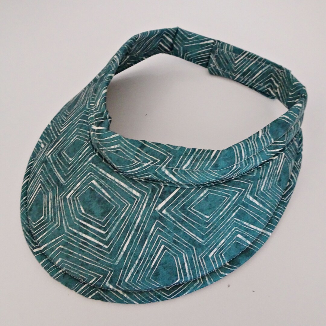 Teal Blue Fabric Sun Visor Hat, Adjustable Size Fabric Visor, Extra ...