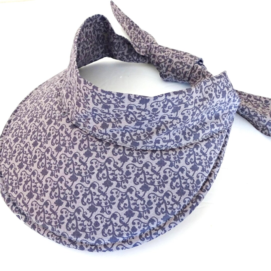 Visor Hairband, Gray Cotton Fabric Visor, Adjustable Tie Headband Visor ...