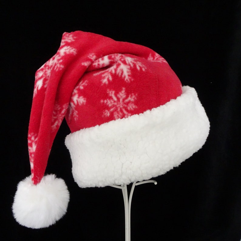 Red Snowflake Fleece Santa Hat Red Christmas Costume Hat - Etsy