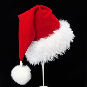 Red Velvet Santa Hat, Classic Adult Size Santa Hat, Christmas Party Hat ...