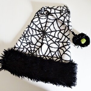 Nightmare Spider Web Santa Hat, Halloween, Novelty Adult Size Black Fur ...