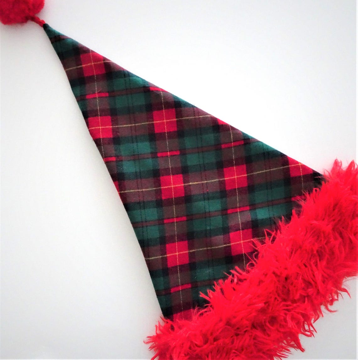 Red and Green Plaid Flannel Santa Hat: Adult Christmas Costume - Etsy