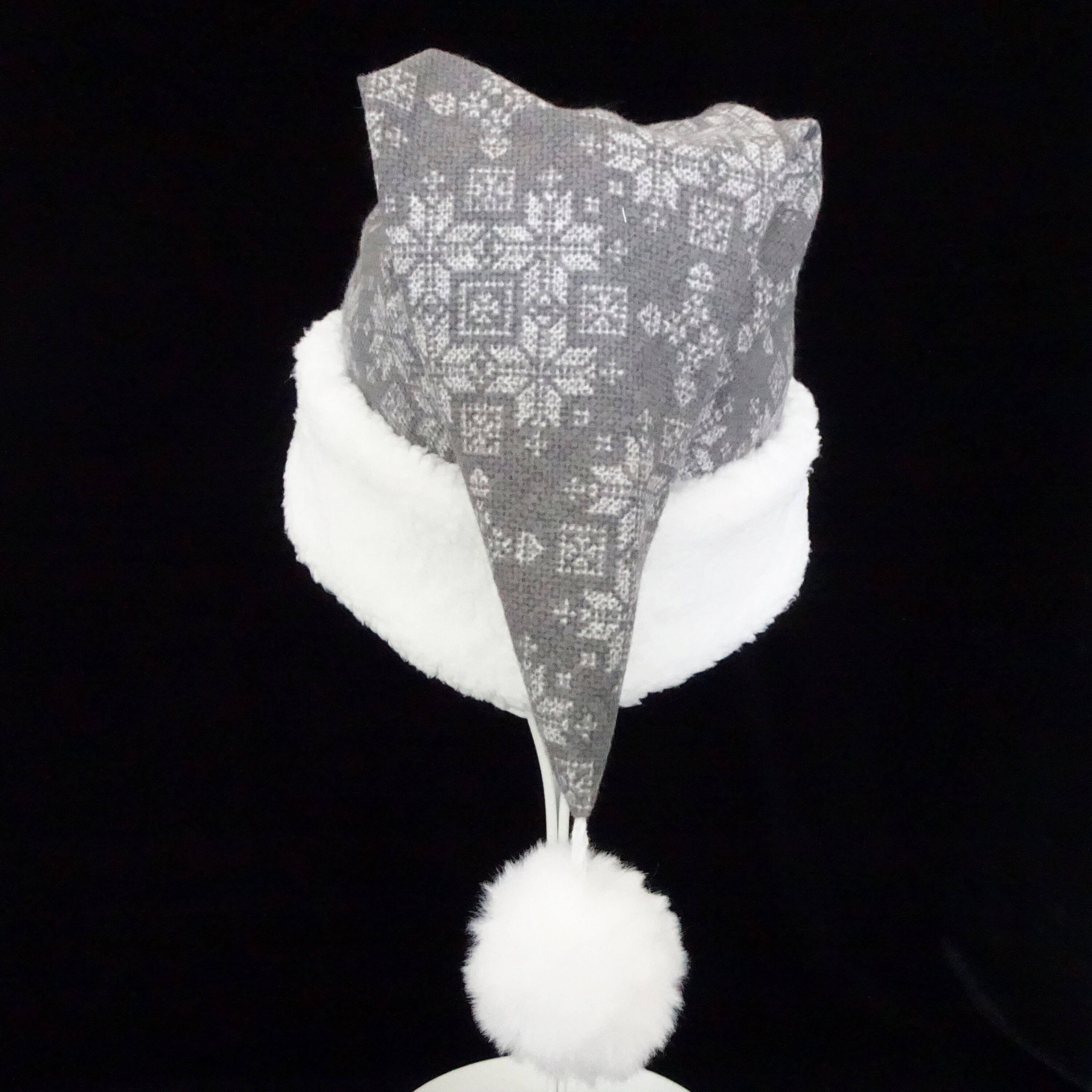 Fair Isle Gray Santa Claus Hat Adult Size Santa Hat - Etsy