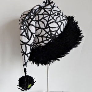Nightmare Spider Web Santa Hat, Halloween, Novelty Adult Size Black Fur ...