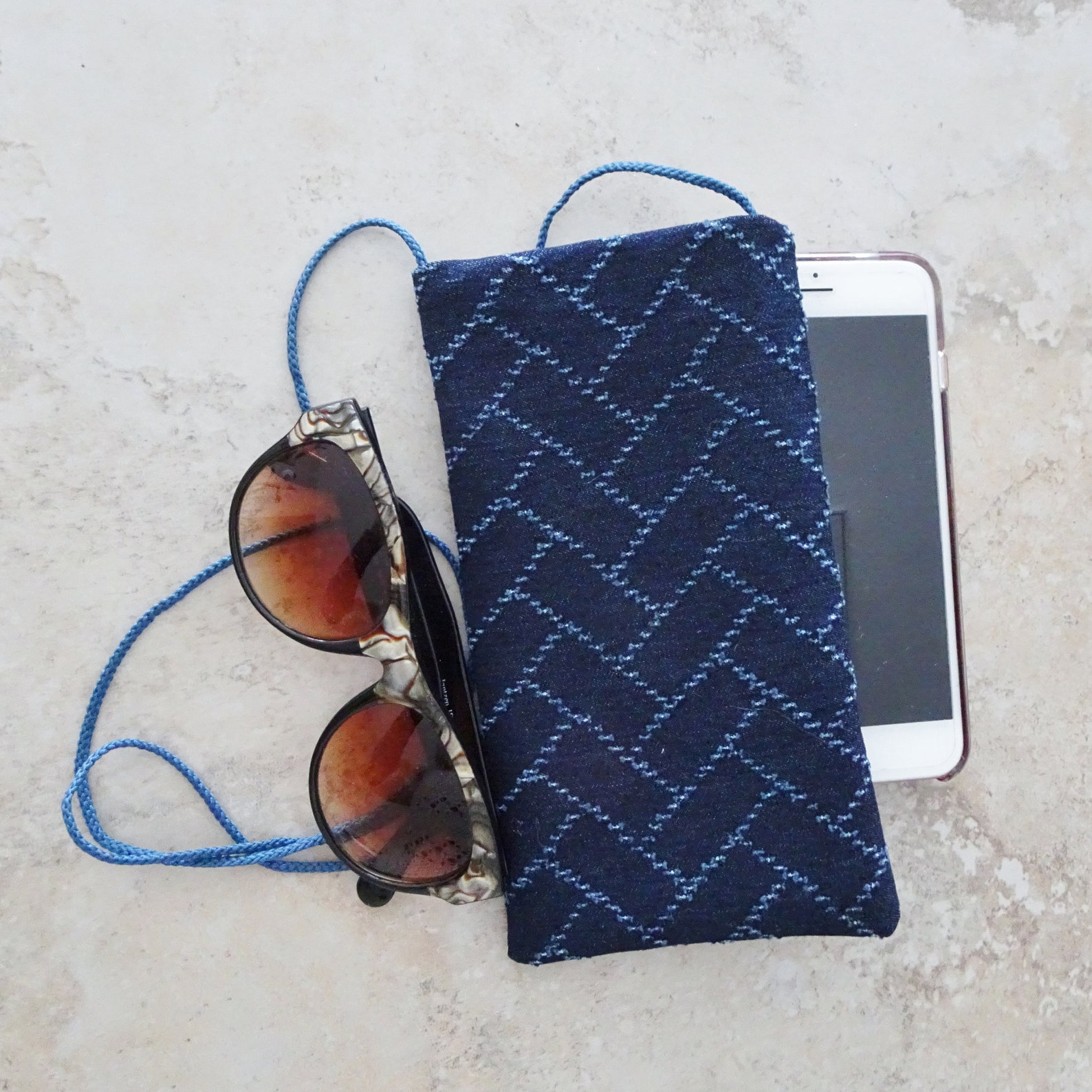 Cell Phone Pouch Blue Denim Strapped Bag Carry Essential - Etsy