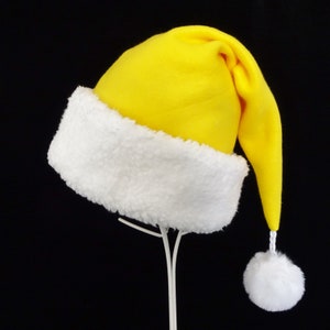Yellow Fleece Santa Hat, Novelty Christmas Fleece Santa Hat, Holiday ...