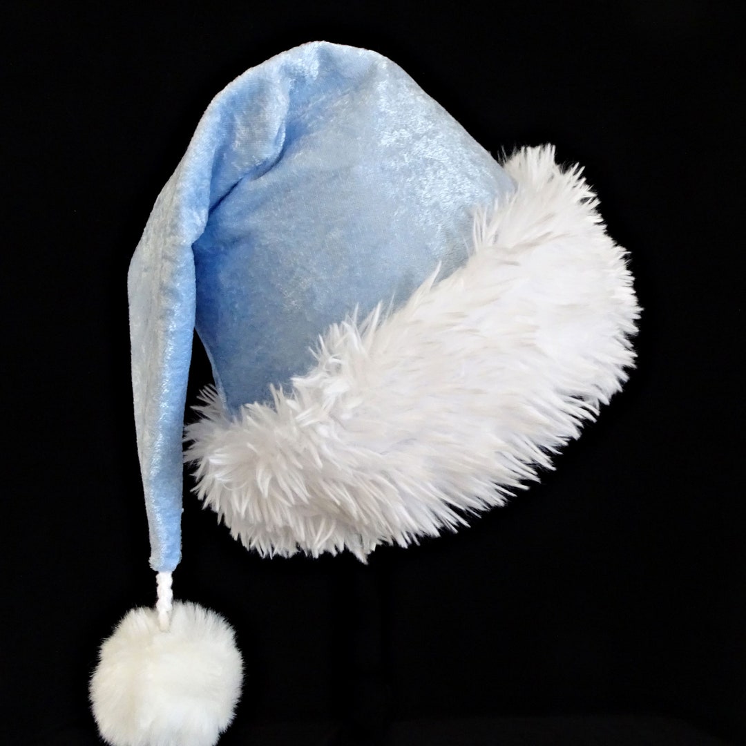 Pastel Blue Velvet Santa Hat, Christmas Hat, Saint Nicholas Costume Hat ...