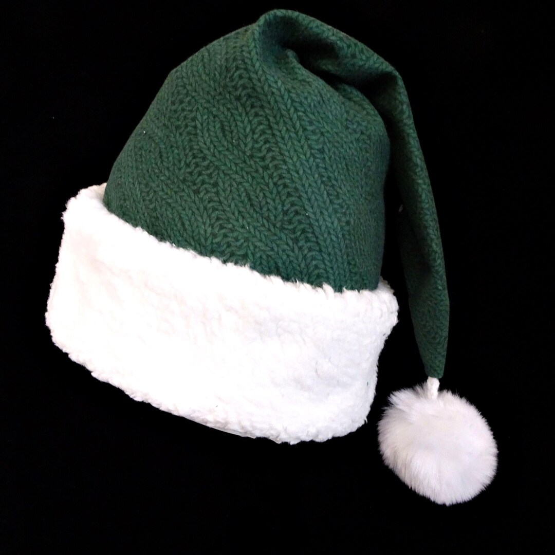 Green Flannel Santa Hat, Adult Christmas Party Hat With Sherpa Brim ...