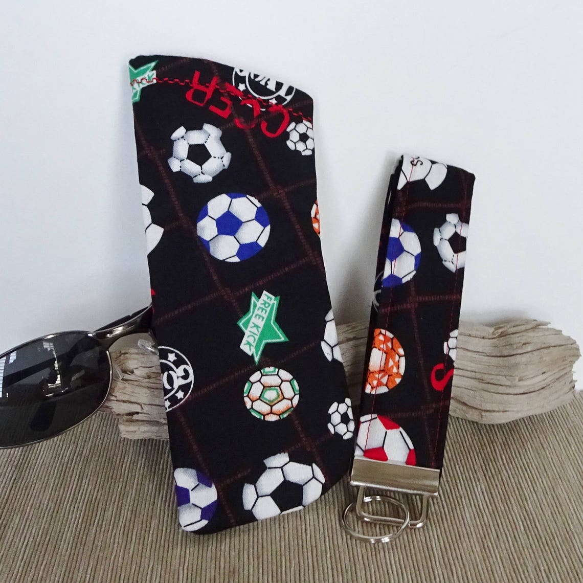 Eyeglass Case & Key Fob Gift Set Soccer Fabric Accessories - Etsy