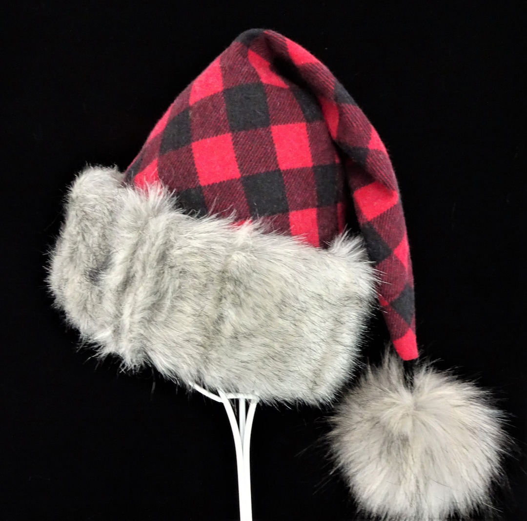 Woodland Rustic Red Buffalo Check Plaid Santa Hat, NEW! Novelty ...