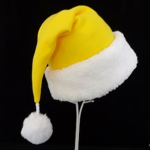Yellow Fleece Santa Hat, Novelty Christmas Fleece Santa Hat, Holiday ...