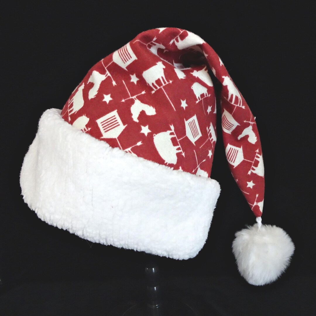 Farmhouse Flannel Santa Hat, Ranch Weathervane Print, Sherpa Trim - Etsy UK