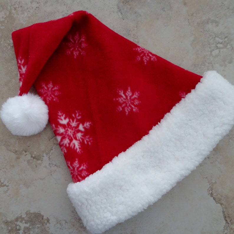 Red Snowflake Fleece Santa Hat Red Christmas Costume Hat - Etsy