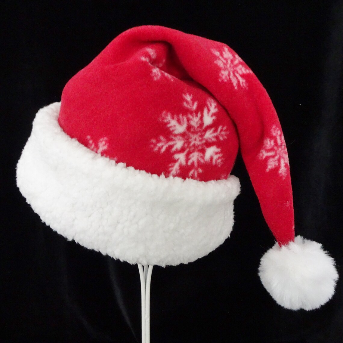 Red Snowflake Fleece Santa Hat Red Christmas Costume Hat - Etsy