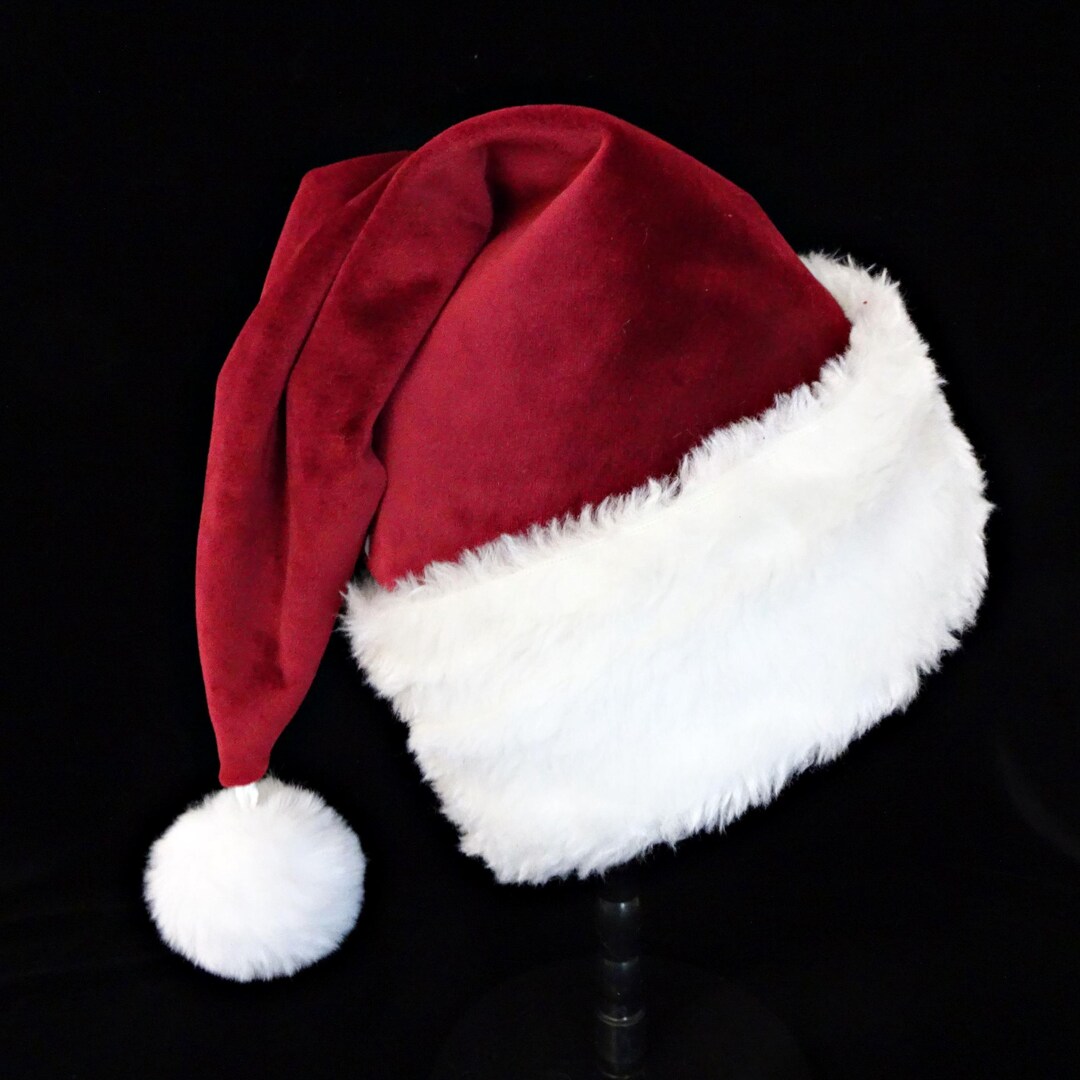 Burgundy Red Santa Claus Hat, Adult Size Santa Hat, Christmas Holiday ...