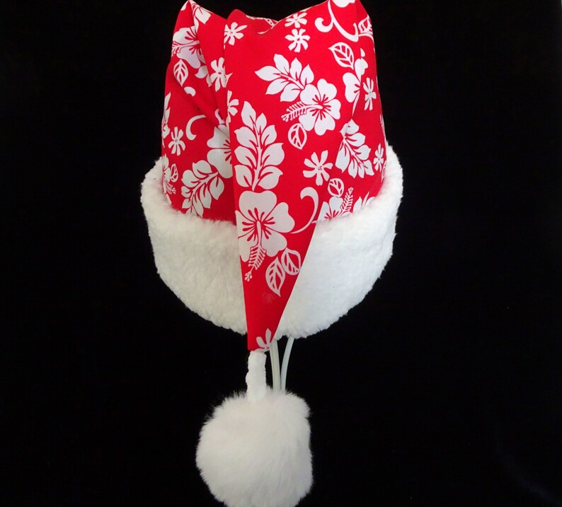 Tropical Santa Hat: Red Hibiscus Hawaiian Christmas - Etsy