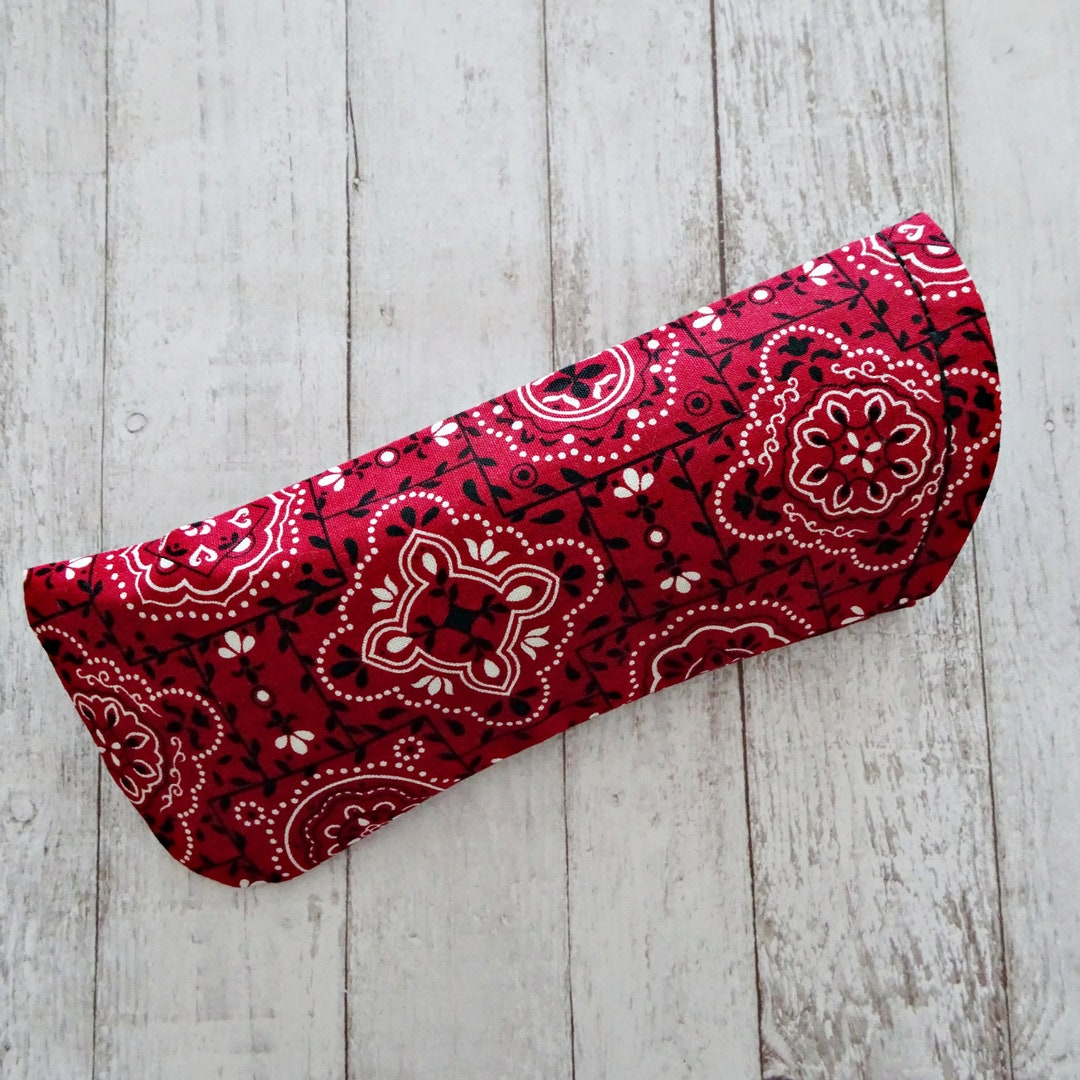 Red Bandana Fabric Eyeglass Case, Sunglasses Case, Eyewear Case, Fabric ...