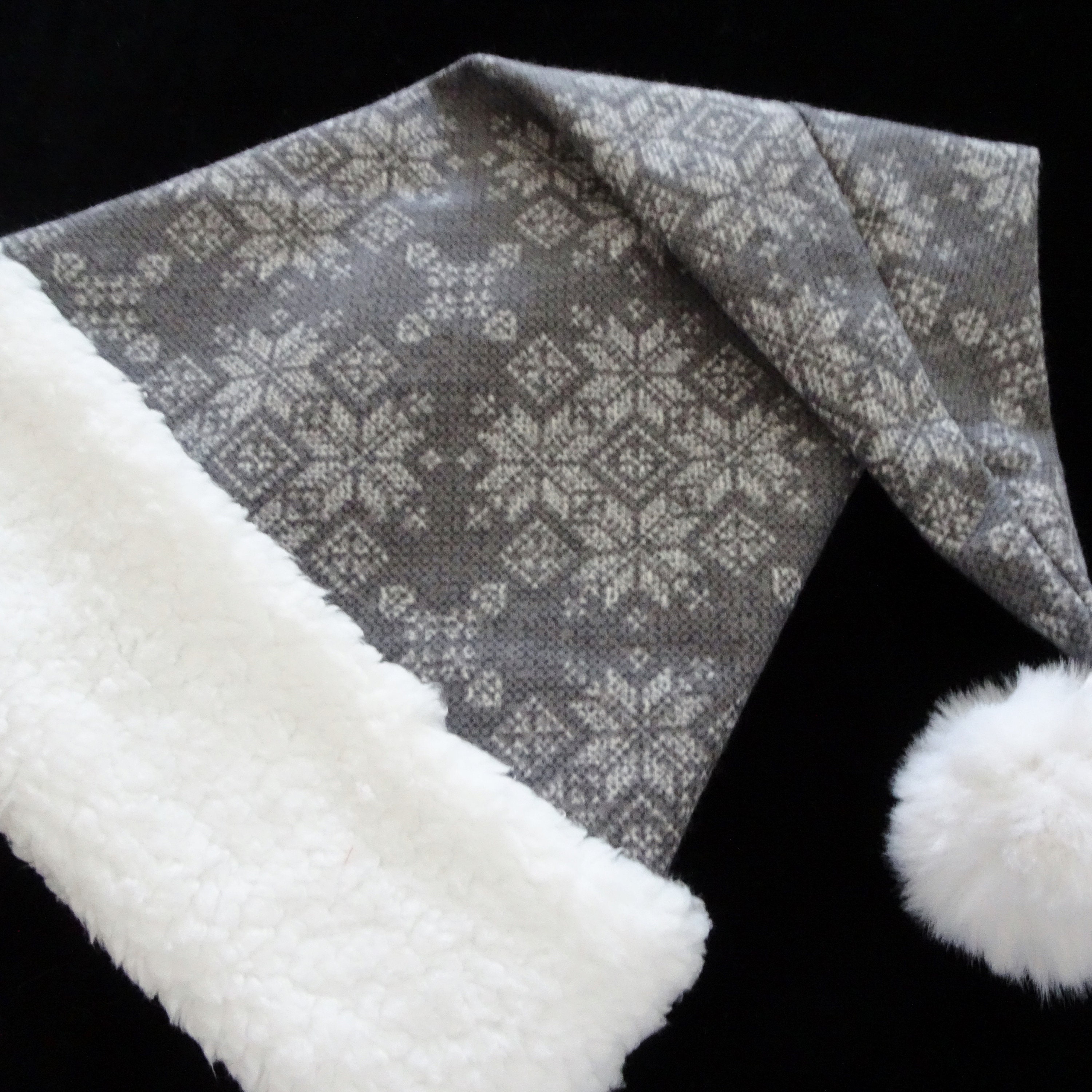 Fair Isle Gray Santa Claus Hat Adult Size Santa Hat - Etsy