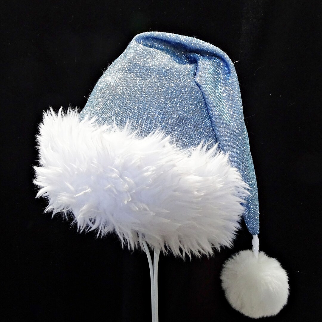 Frosty Blue Sparkle Santa Hat, Glamourous Novelty Santa Claus Hat ...