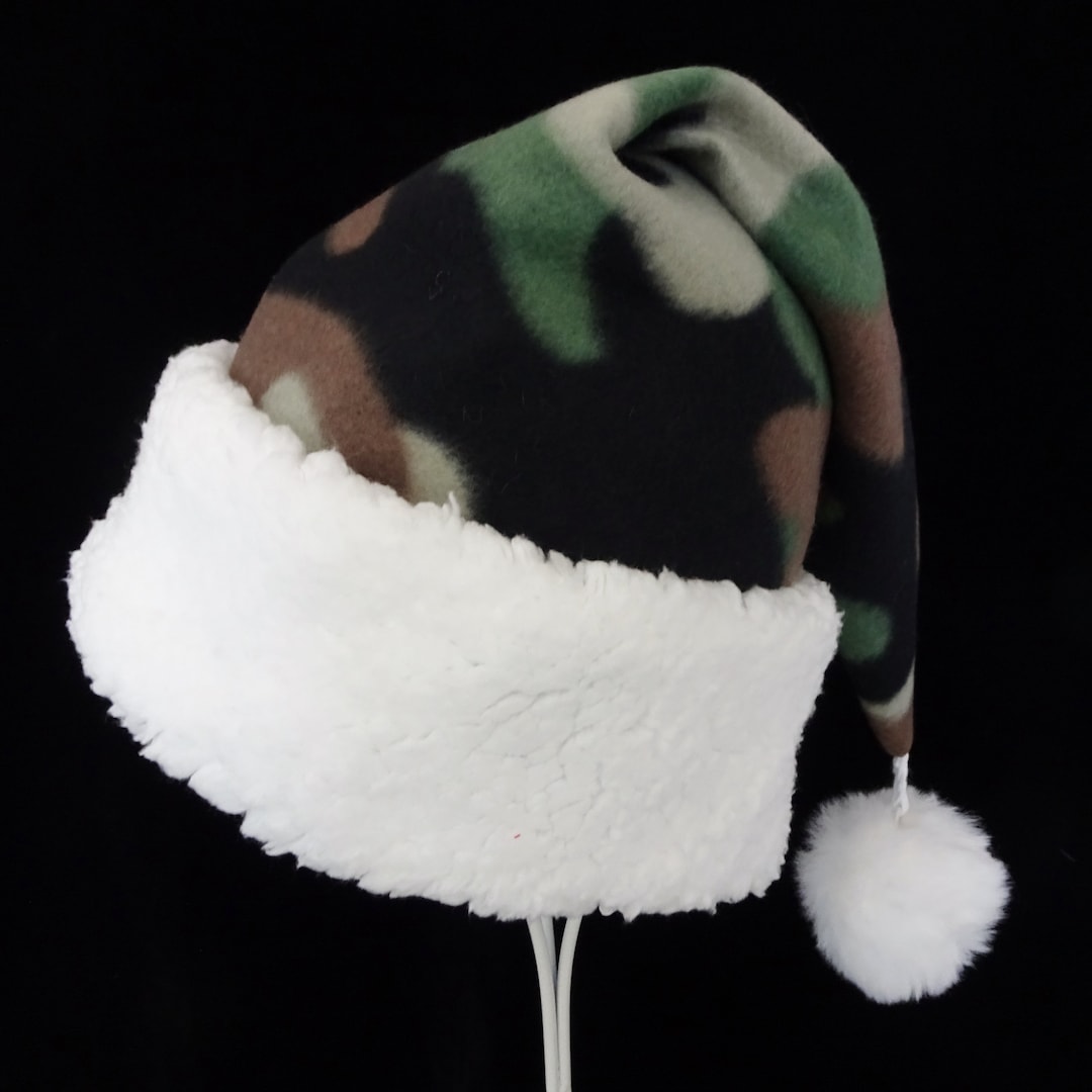 Military Camo Santa Hat, Novelty Fleece Santa Hat, Military Christmas ...