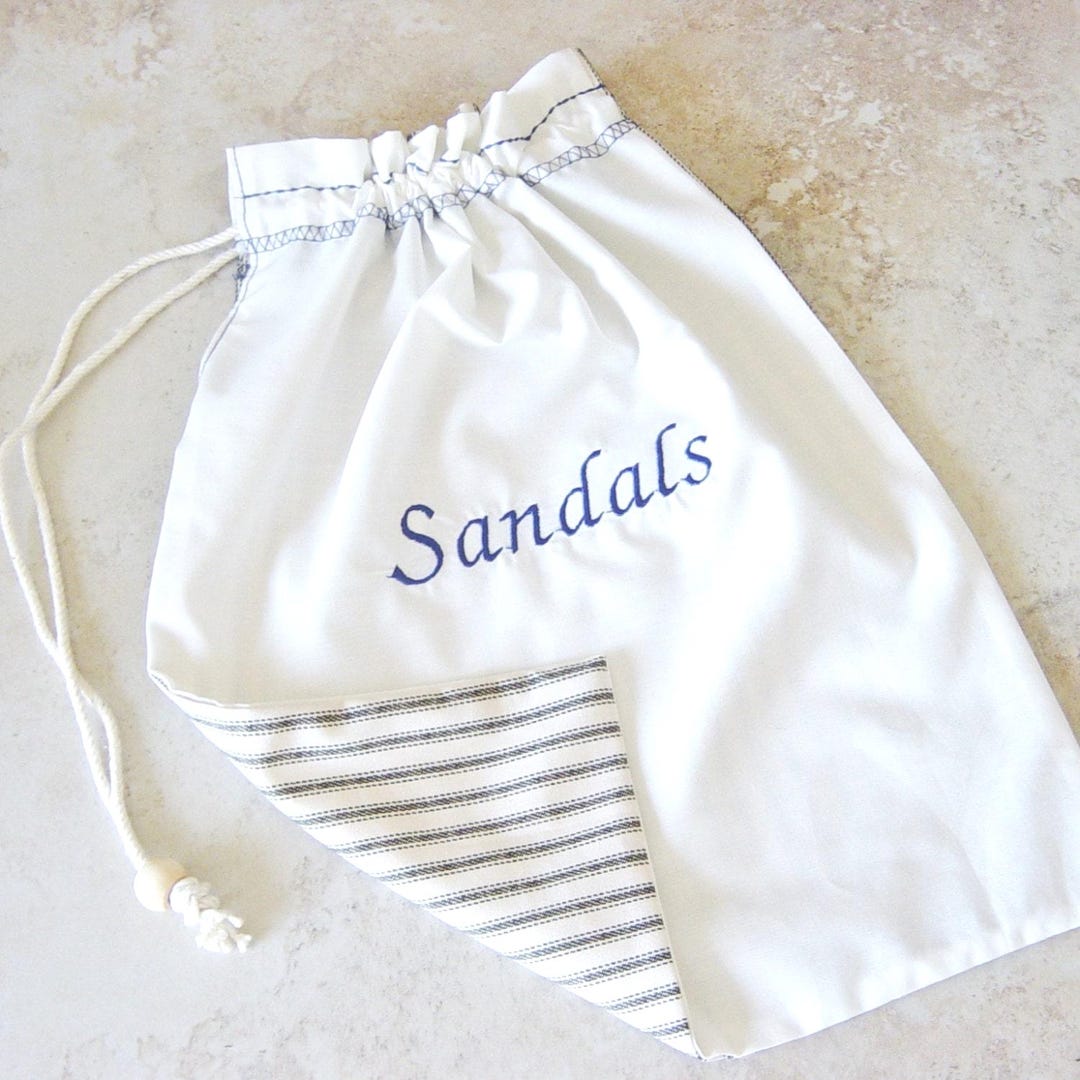 Embroidered Sandals Shoe Bag: Nautical Travel Packing Bag - Etsy