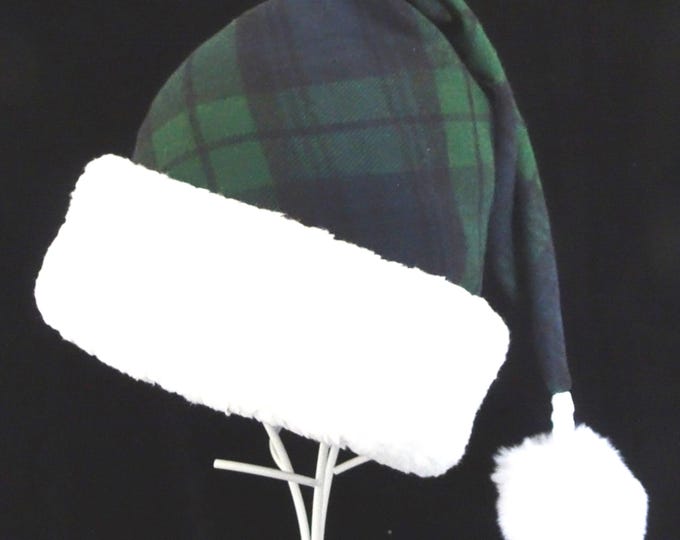 Blue Plaid Mohair Santa Hat - Etsy Canada