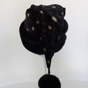 Black Velvet Glitter Gold Snowflake Santa Hat, Adult Christmas Party ...
