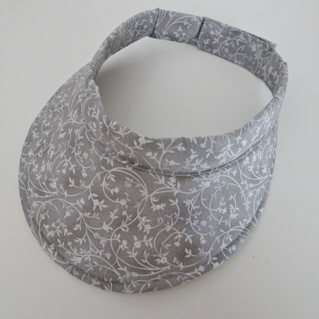 Gray Sun Visor Hat, Adjustable Size Fabric Visor, Large Brim Visor ...