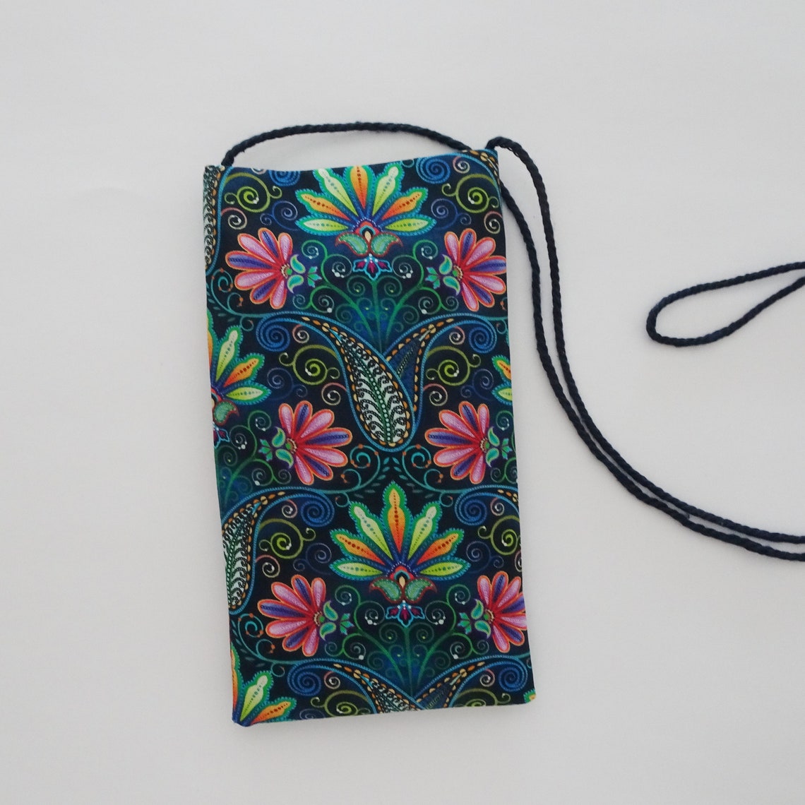 Paisley Floral Fabric Cell Phone Pouch Strapped Minimal | Etsy