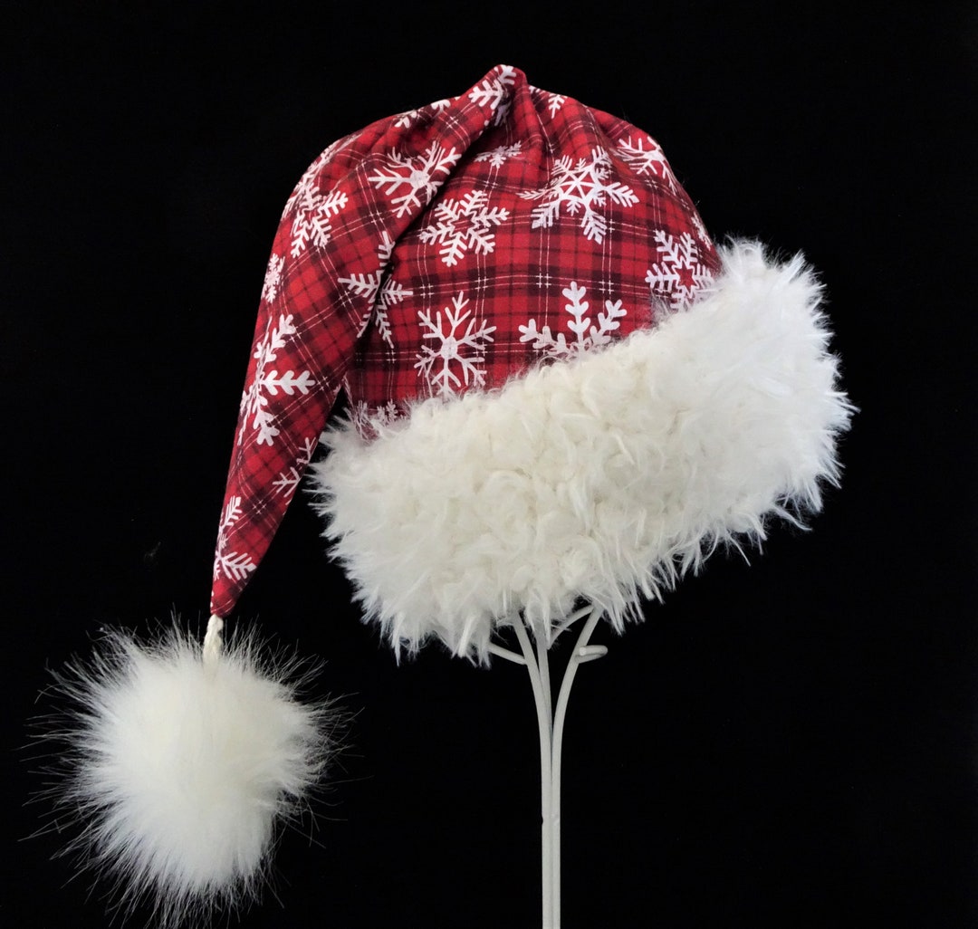 Red Plaid Santa Hat: Snowflake Christmas Costume Hat - Etsy