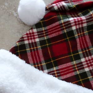 Red Plaid Santa Hat, Flannel, Faux Fur Trim, Adult Costume - Etsy