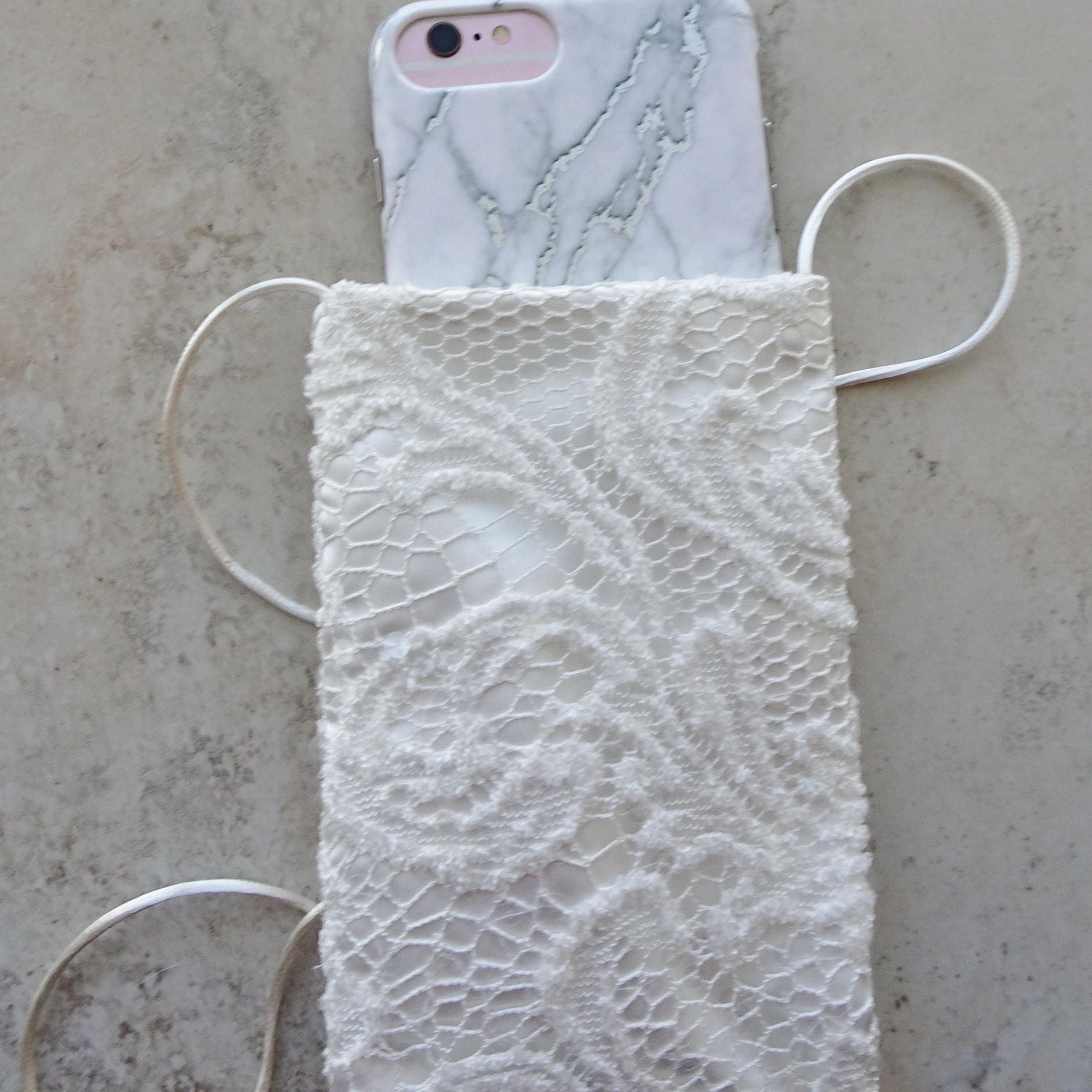 Ivory Lace Necklace Purse Cell Phone Pouch Eyeglass Case | Etsy