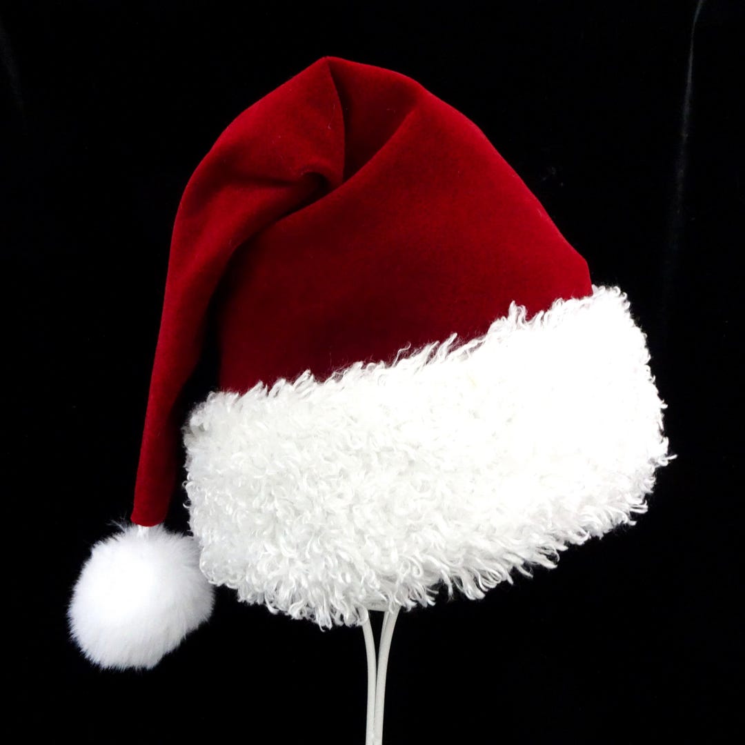 Dark Red Velvet Santa Hat: Adult Christmas Holiday Party Hat - Etsy