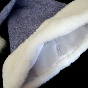 Denim Blue Flannel Santa Hat, Faux Fur Brim - Etsy UK