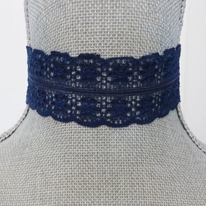 Navy Blue Lace Choker Necklace: Vintage Style With Copper Clasp - Etsy