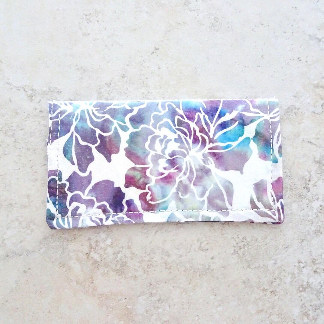 Purple Batik Checkbook Cover: Fabric Wallet Organizer With Optional ...