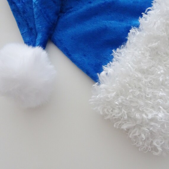Blue Panne Velvet Santa Hat Novelty Adult Size Santa Hat Christmas Party Hat Blue Santa Clause Hat Etsy UK