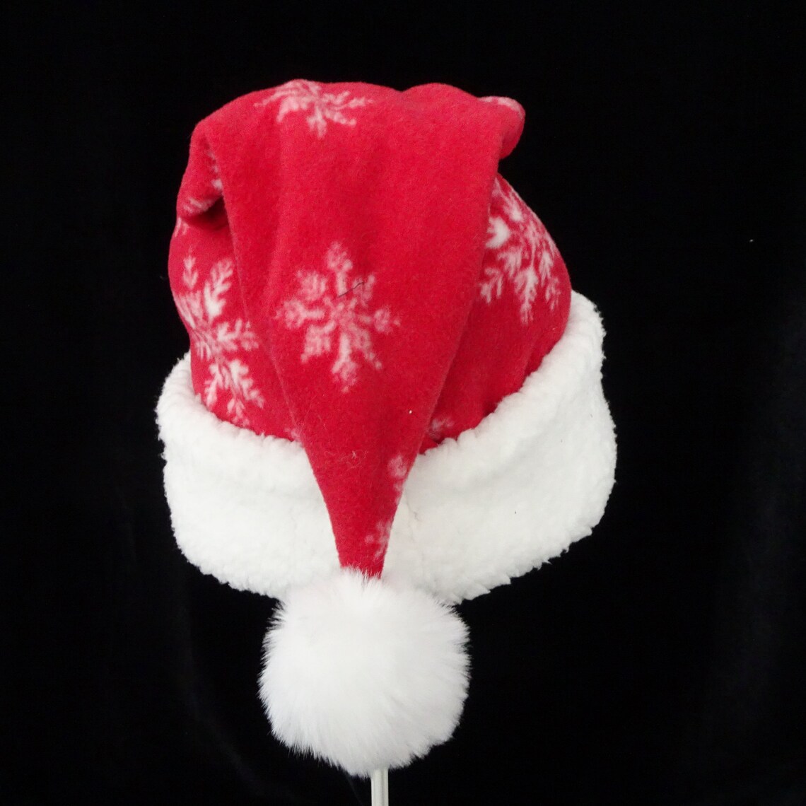 Red Snowflake Fleece Santa Hat Red Christmas Costume Hat - Etsy