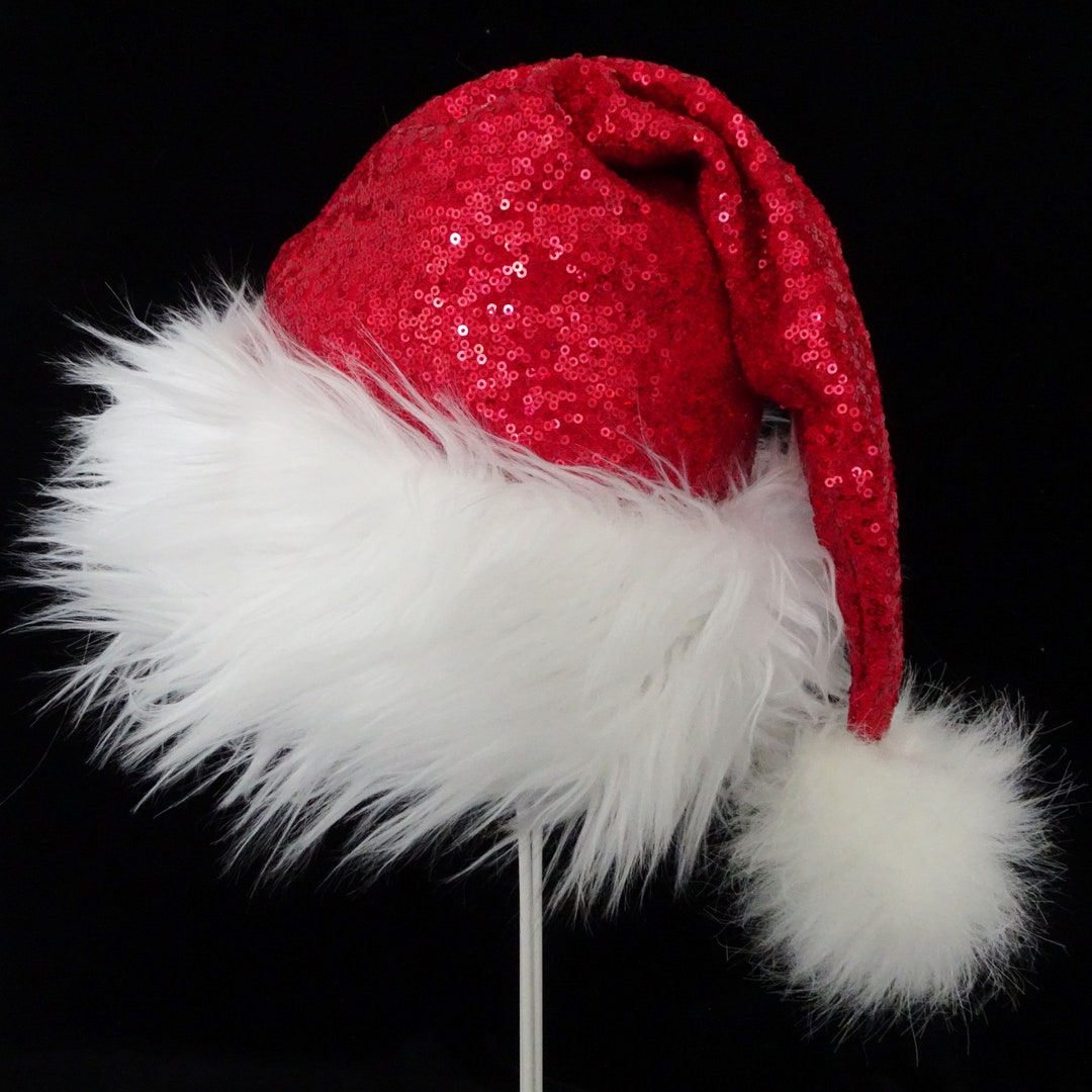 Red Sequined Santa Hat, Showgirl Santa Hat, Festive Christmas Party Hat ...