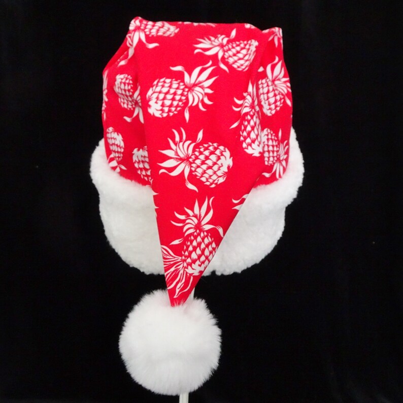Tropical Pineapple Santa Hat Red White Island Style Adult or - Etsy
