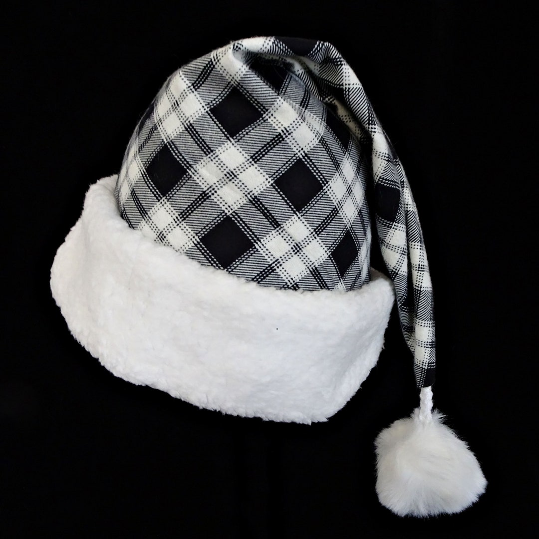 Black and White Plaid Santa Costume Hat, Rustic Santa Hat, Woodland ...