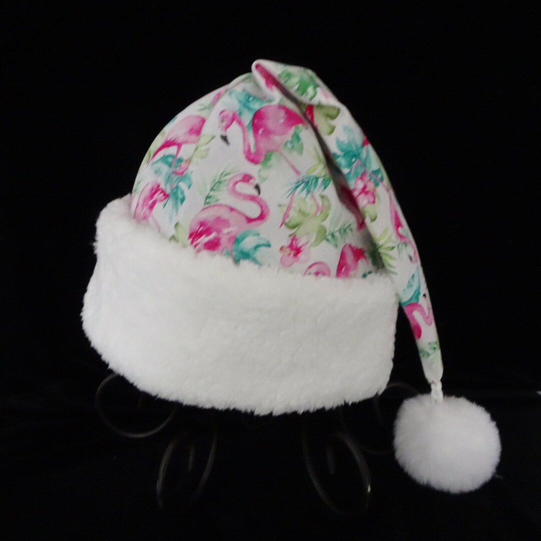 Flamingo Santa Hat, Tropical Adult Santa Claus Hat, Island Christmas ...