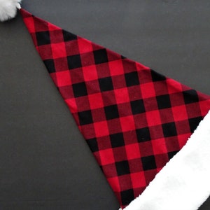 Red Buffalo Check Santa Hat: Farmhouse Christmas Flannel With Faux Fur ...