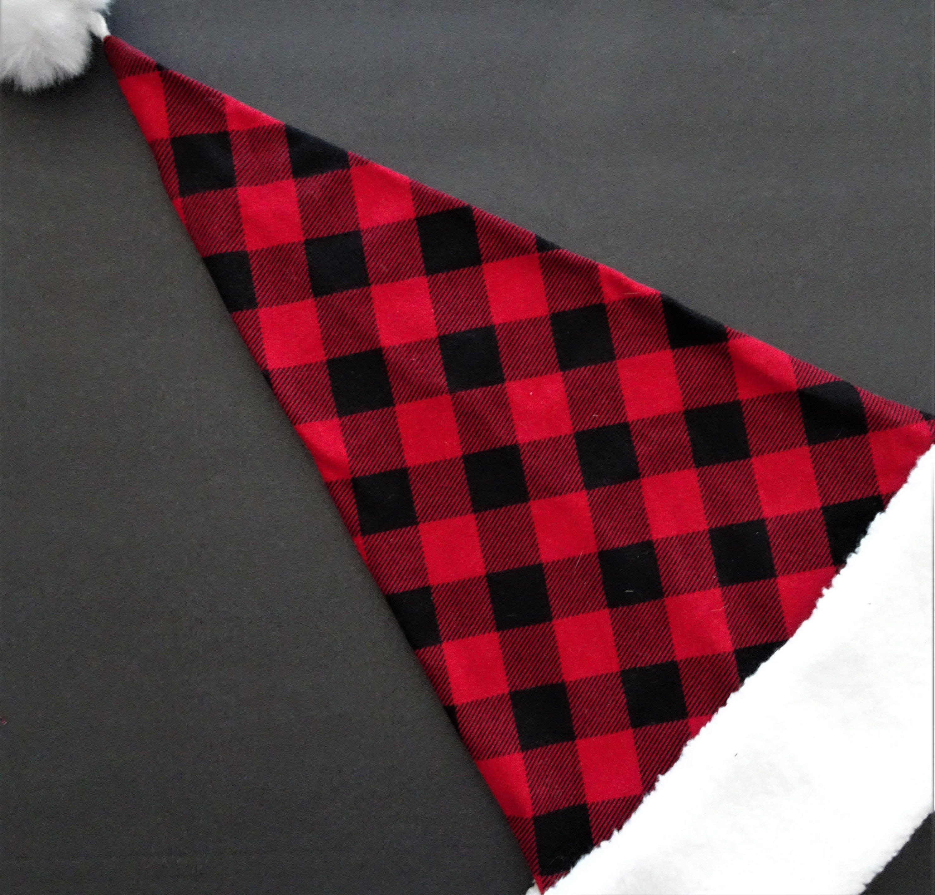 Red Buffalo Check Santa Hat: Farmhouse Christmas Flannel With Faux Fur ...